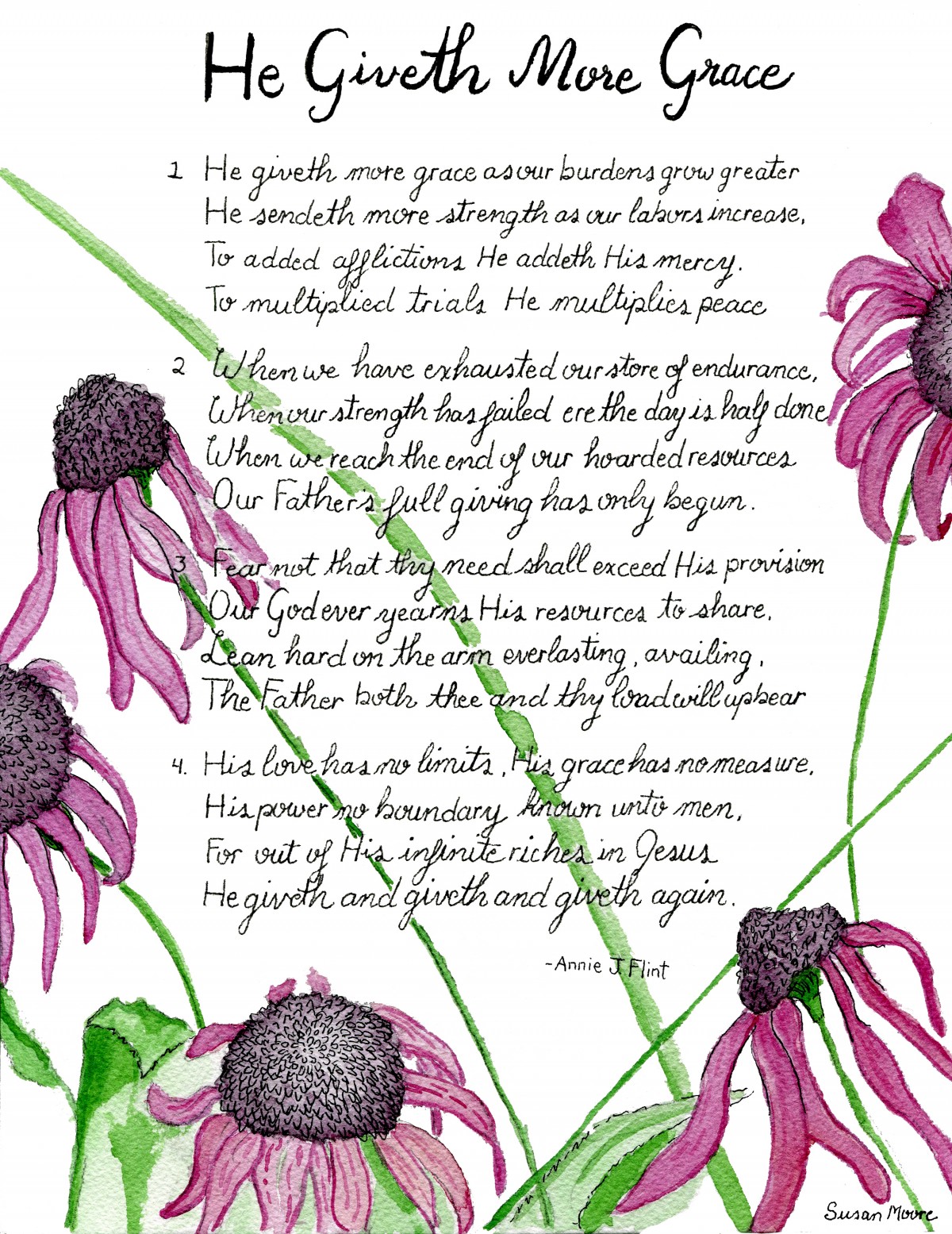 He Giveth More Grace Print - susan e moore